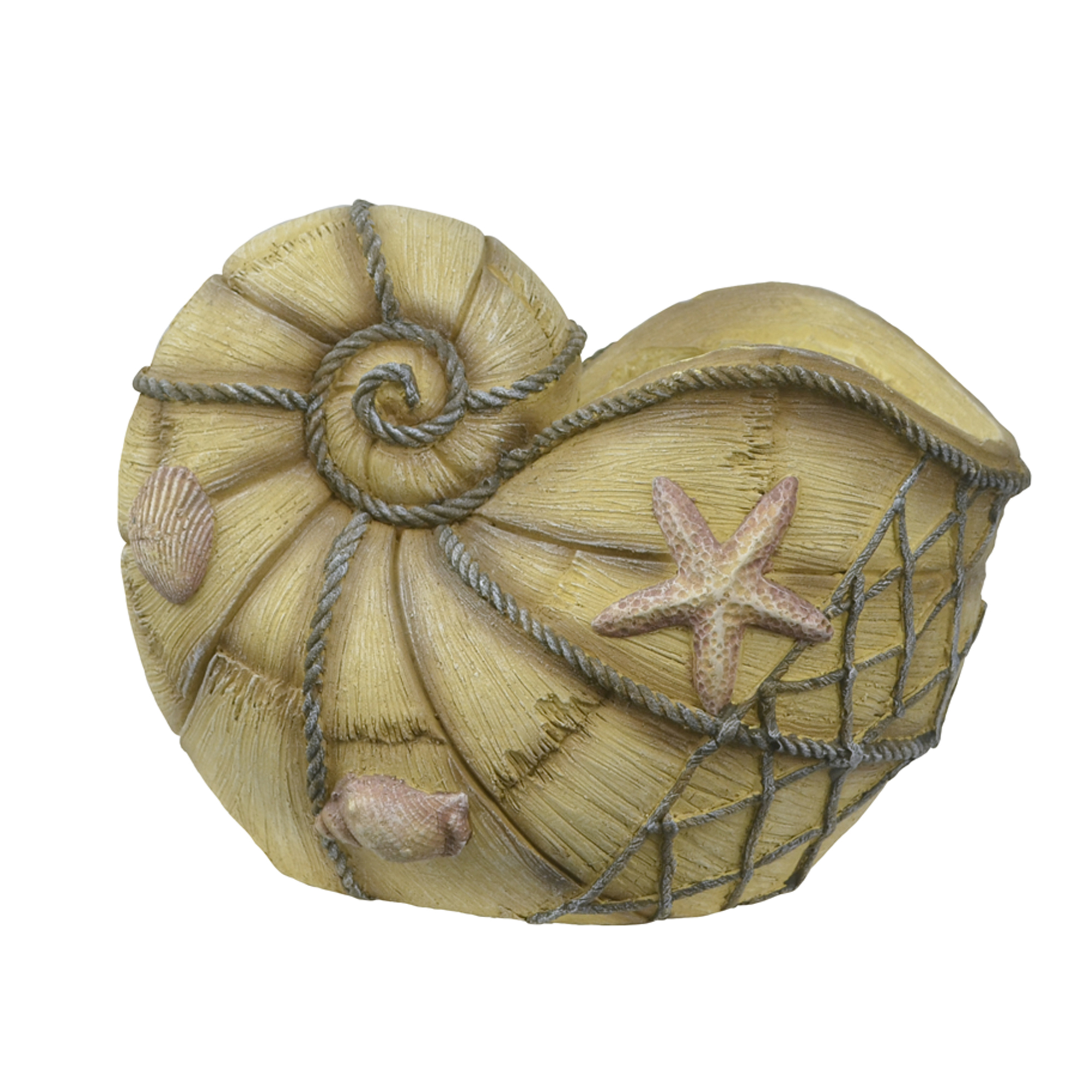 Nautical Conch Seashell Planter - Faux Wood Finish - GeoCentral