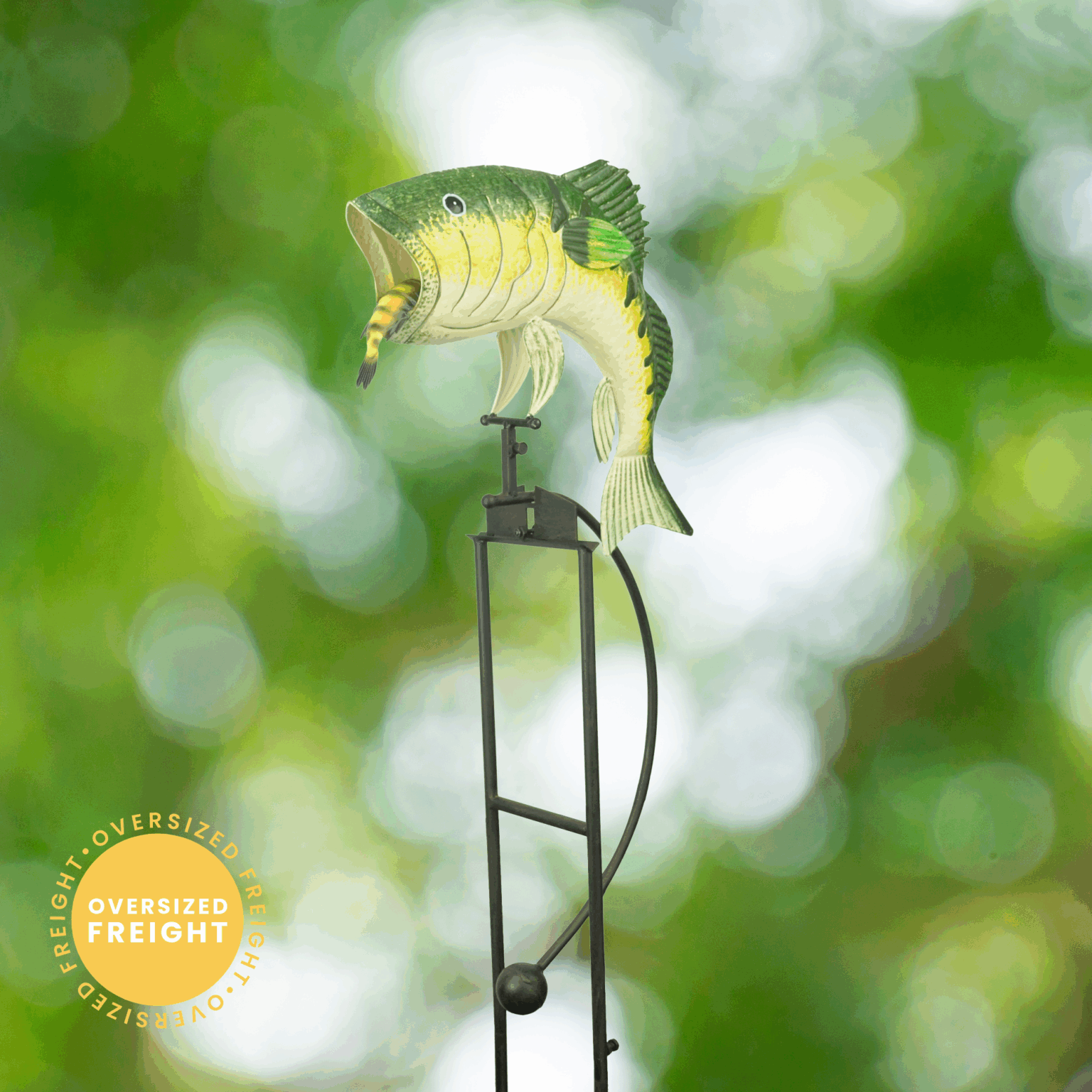 Large Bass Fish Balance Rocker Garden Stake - 5 ft tall! - GeoCentral