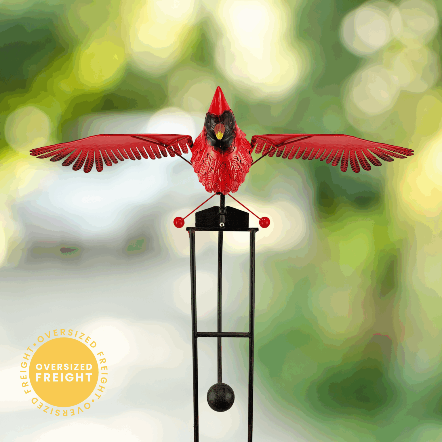 Small Cardinal Balance Rocker Garden Stake - 16" Wingspan - GeoCentral